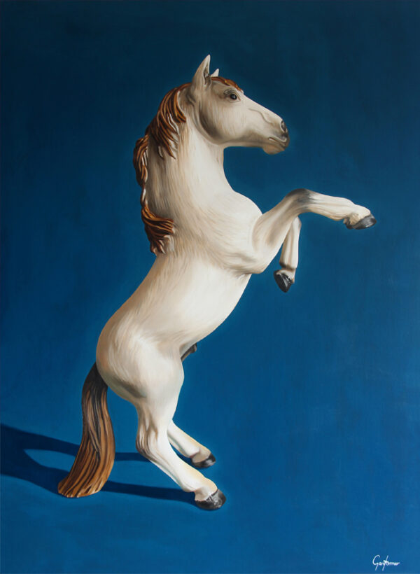 White Horse | Toy Horse Oil Painting | Gary Armer - Artist